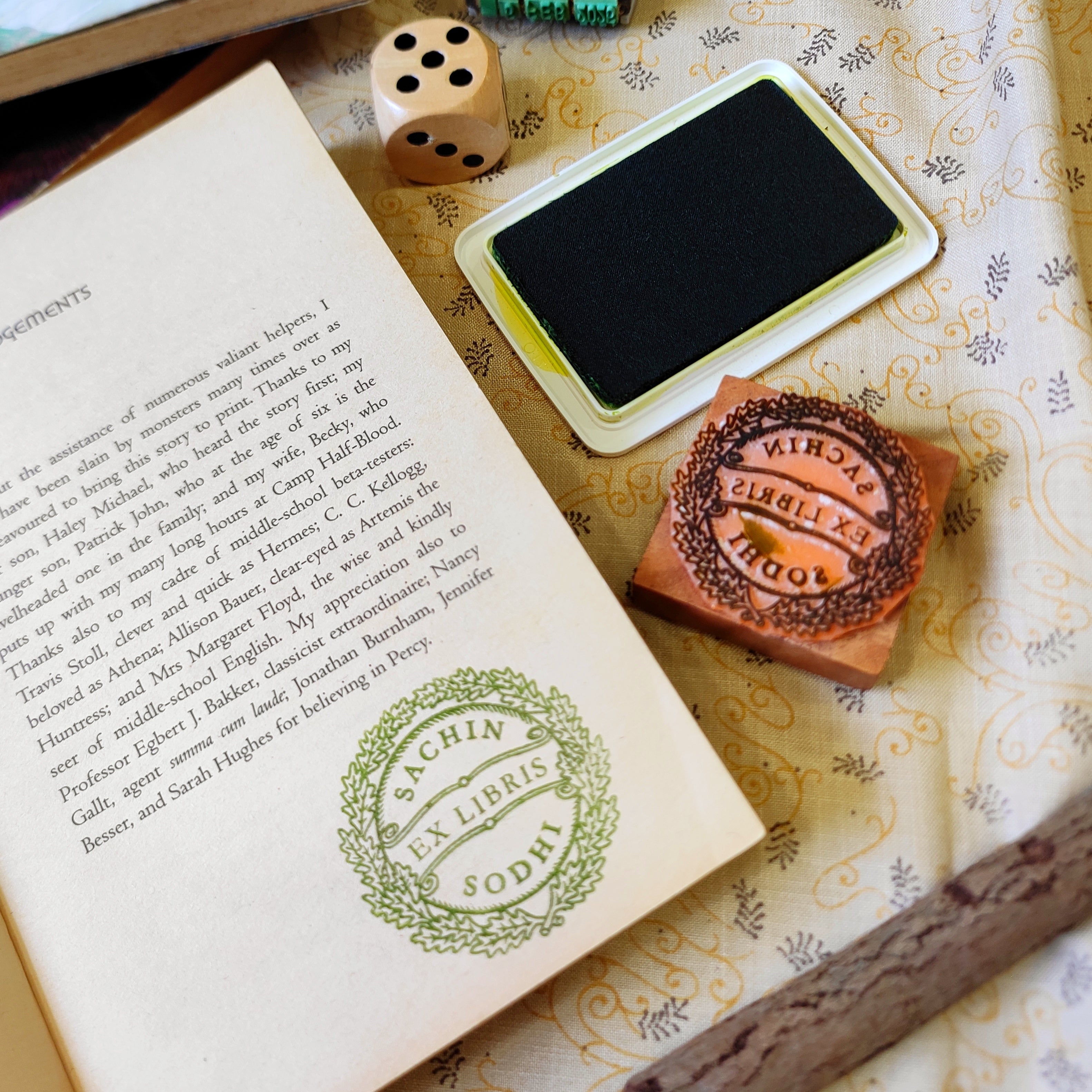Personalised Ex Libris Rubber Stamp with Wooden Mount - Foliaceous ...