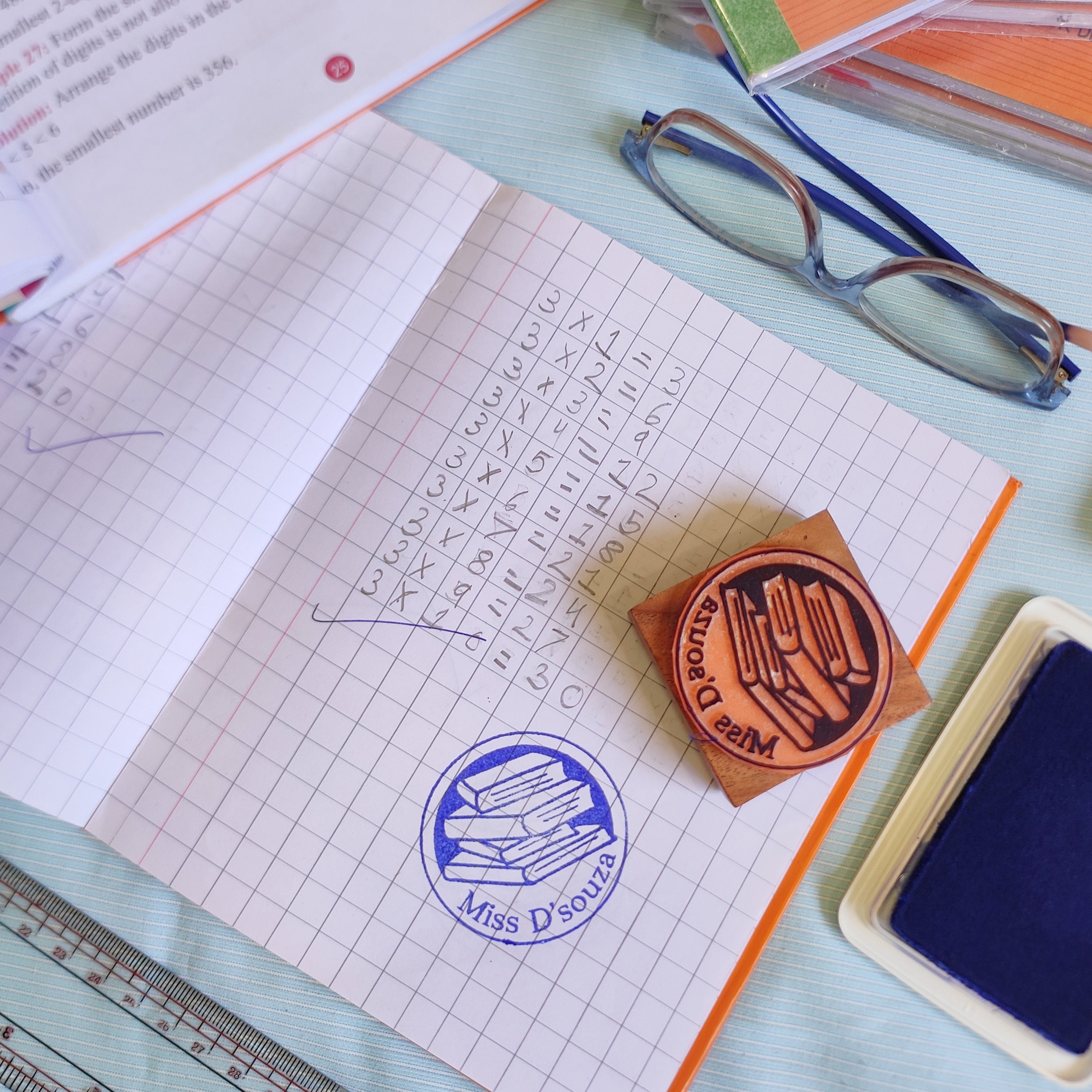 Personalised Classroom Rubber Stamp for Teachers with Wooden Mount ...