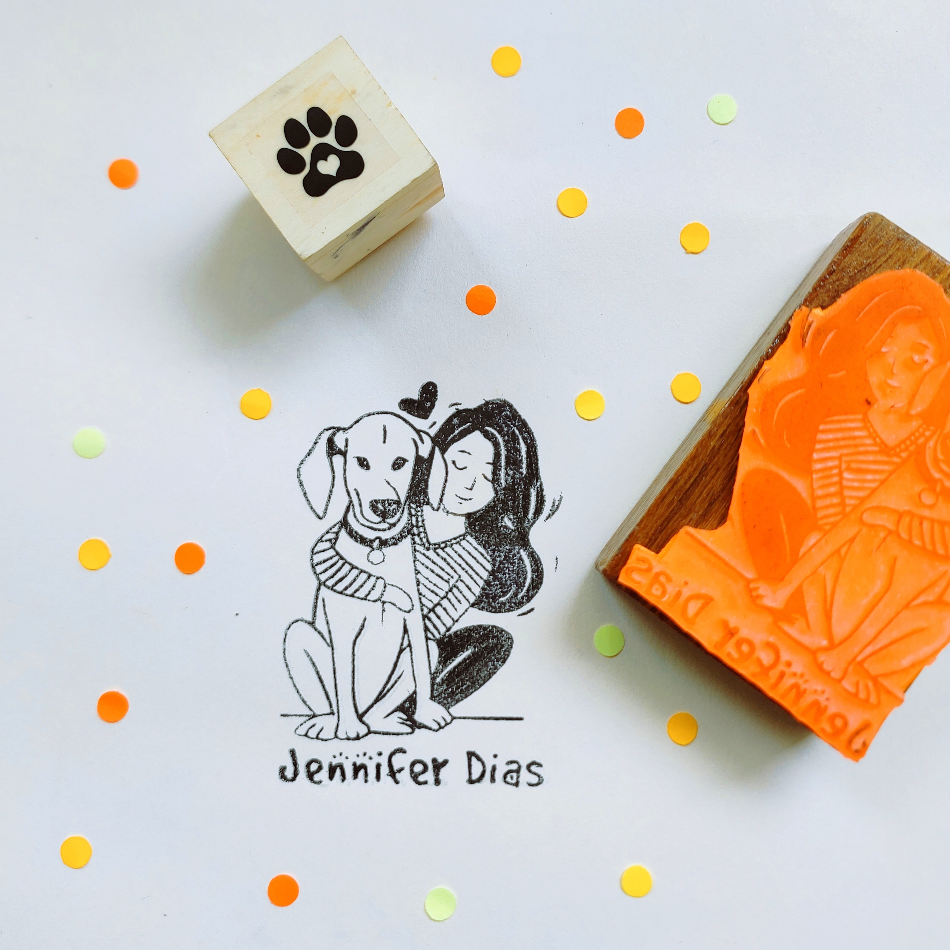 Personalised Name/Ex Libris Rubber Stamp with Wooden Mount - Dog Mumma ...