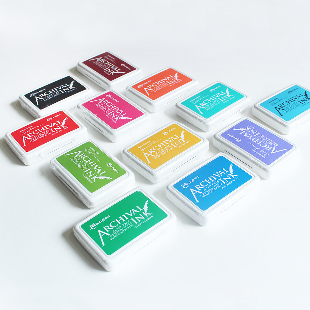 Archival Ink Stamp Pad - Permanent Ink Pad for Fabric/Wood/Plastic ...