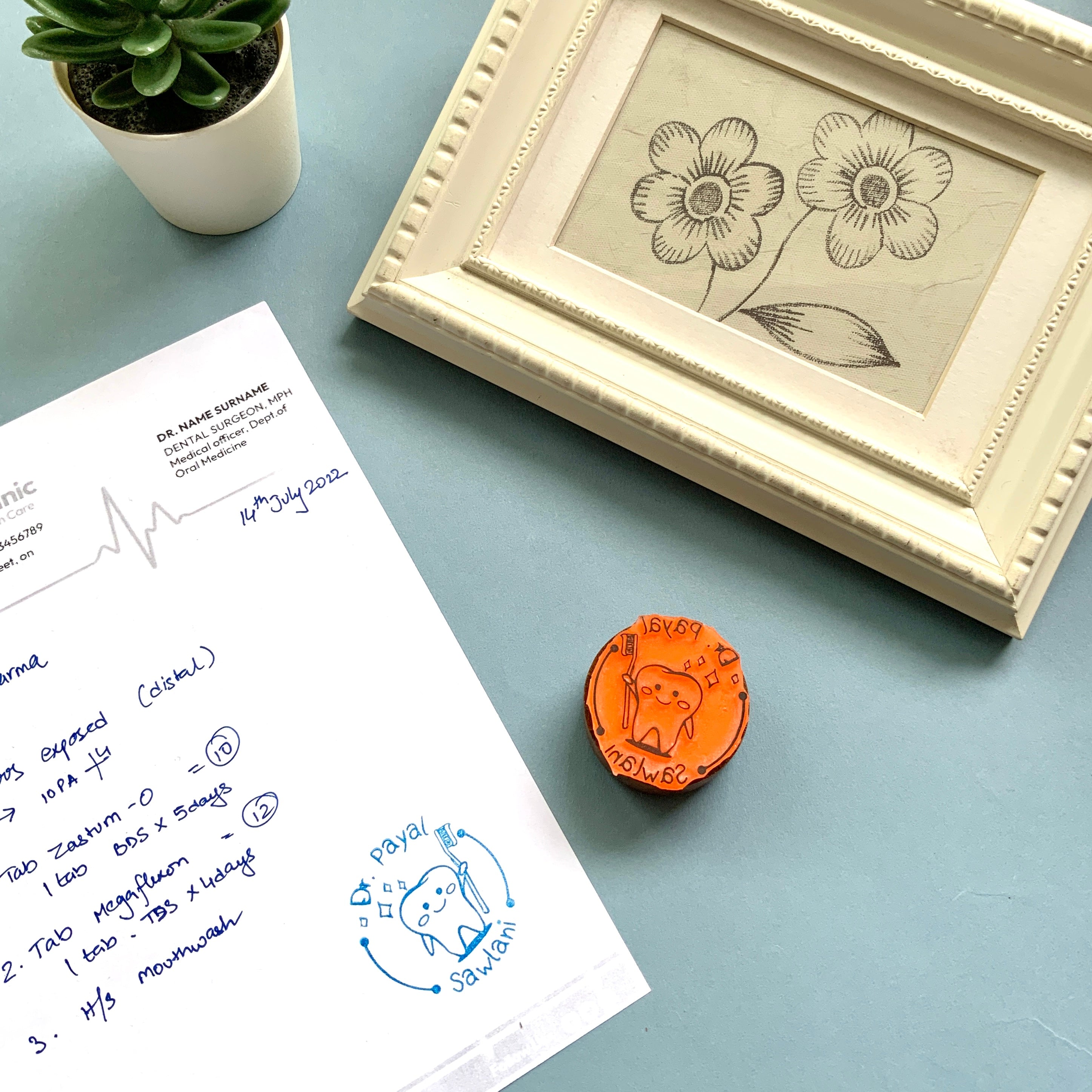 Personalised Doctor Rubber Stamp with Wooden Mount - Dentist ...